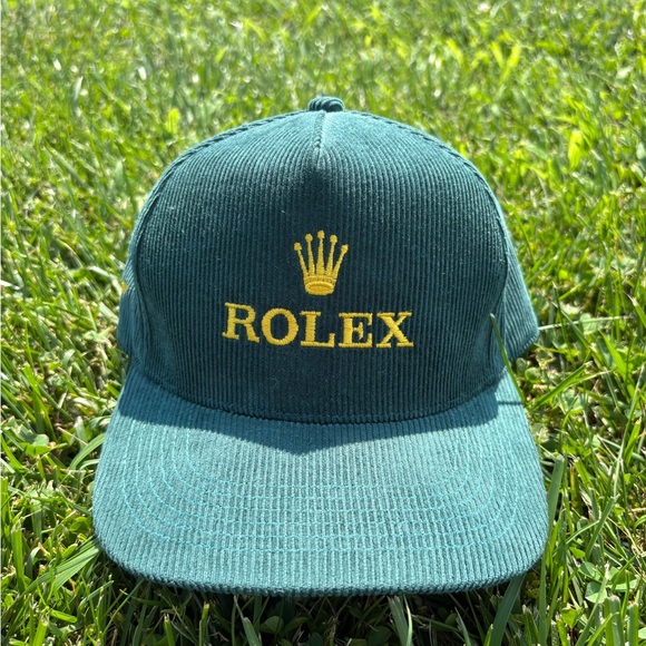 Rolex | Accessories | Vintage Rolex Green Corduroy Strapback Hat | Poshmark